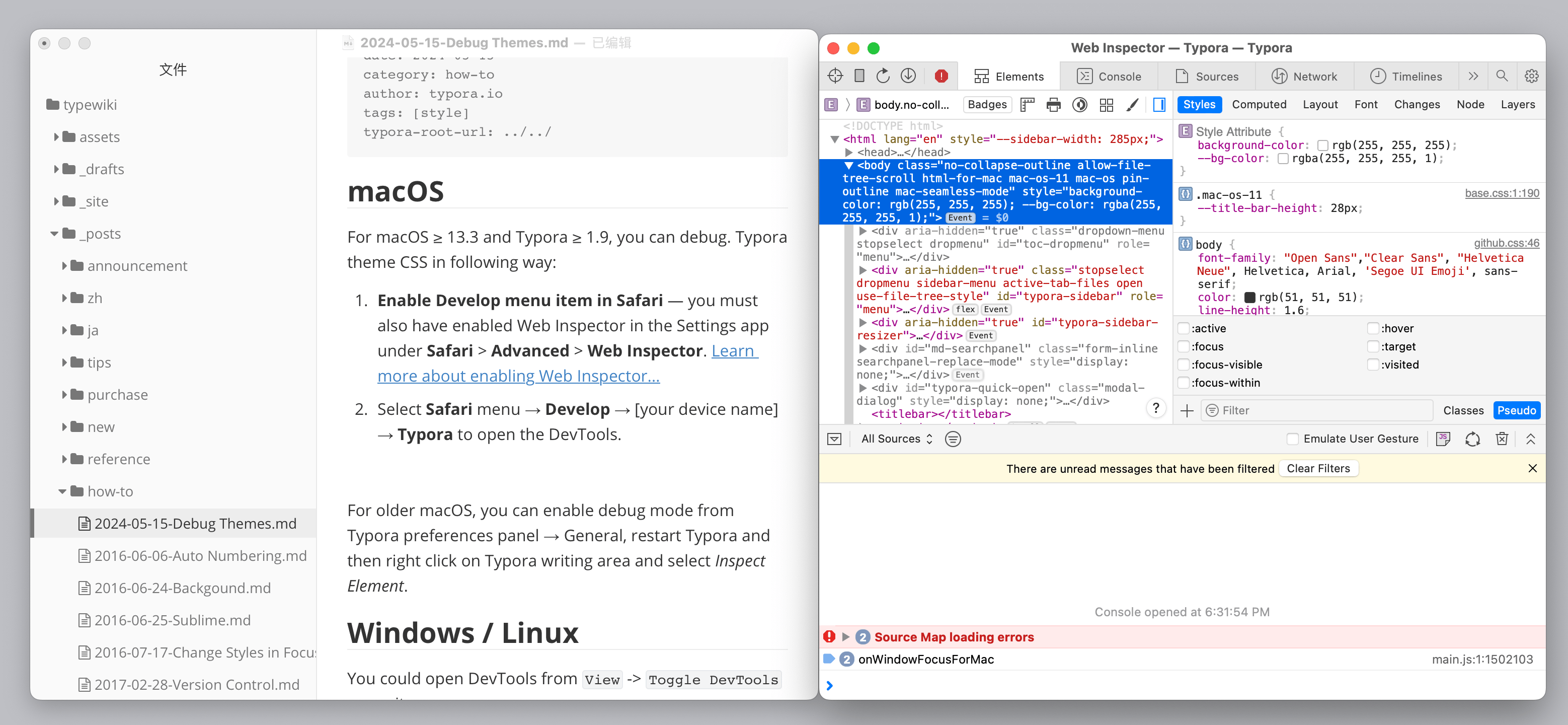 Debug Themes / CSS - Typora Support